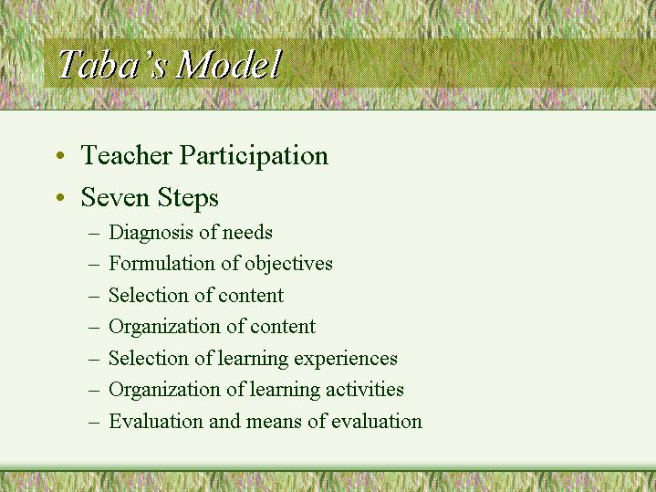 Taba’s Model